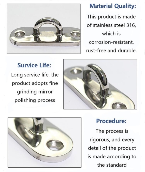 AISI316 Oblong Eye Plate heavy duty Pad Eye Plate U-shaped Ceiling ...